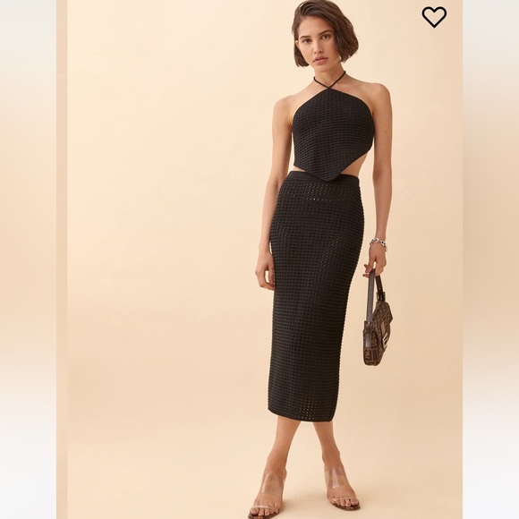 Reformation | Skirts | Reformation Black Open Knit Two Piece Set | Poshmark
